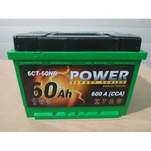 Аккумулятор автомобильный 6СТ-60 POWER 600А, оп, (низкий)